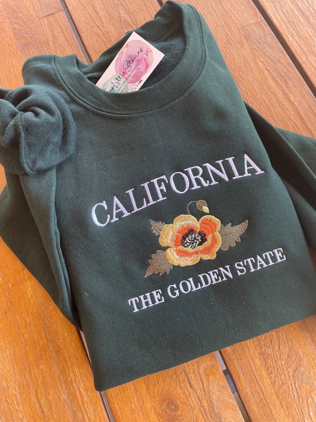 California Embroidered Crewneck Sweater, California Golden Poppy ...