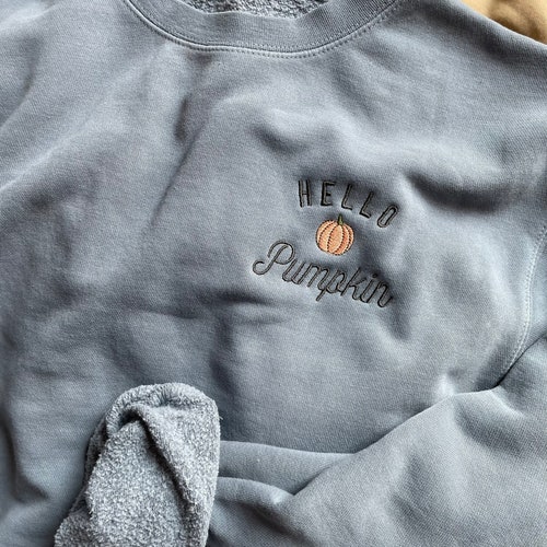 Hello Pumpkin Embroider UNISEX SWEATER Fall Sweatshirt Fall - Etsy