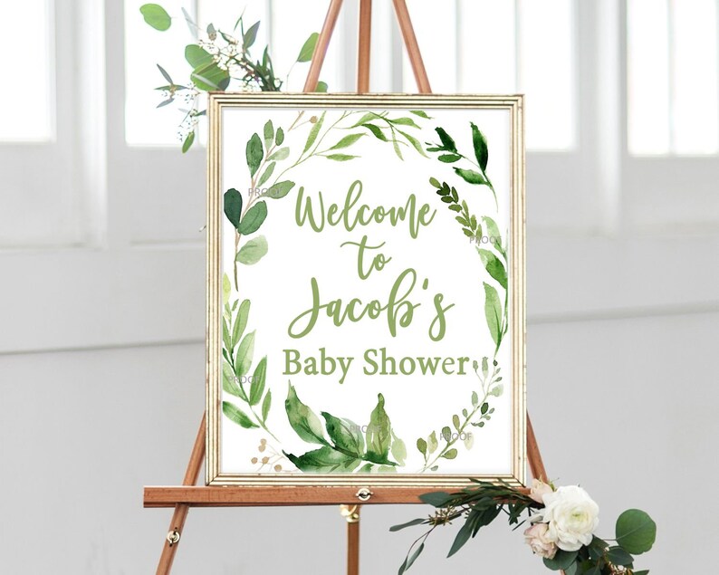 Greenery Baby Shower Welcome Sign Eucalyptus Succulent Shower - Etsy