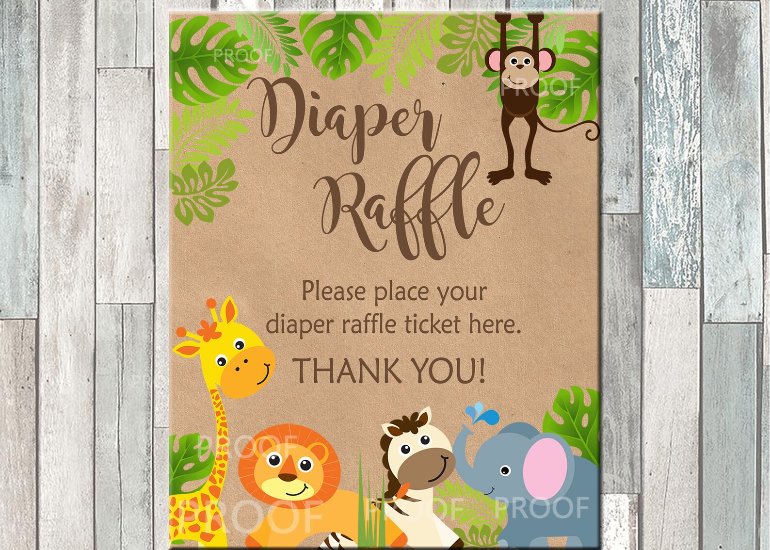 Jungle Diaper Raffle Sign Safari Baby Shower Diaper Raffle - Etsy