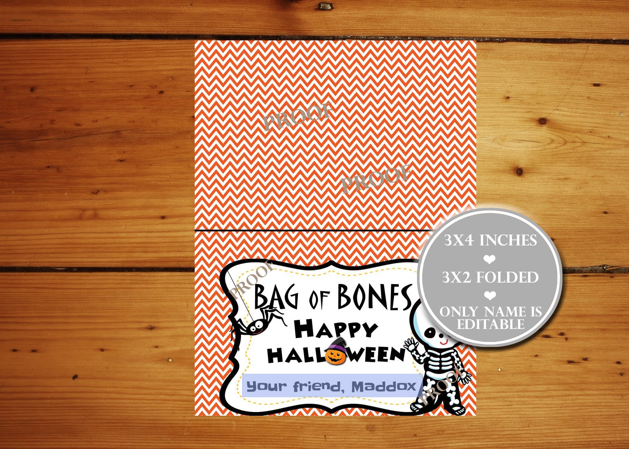 Halloween Treat Topper, Halloween School Snack Bag, Bag of Bones ...
