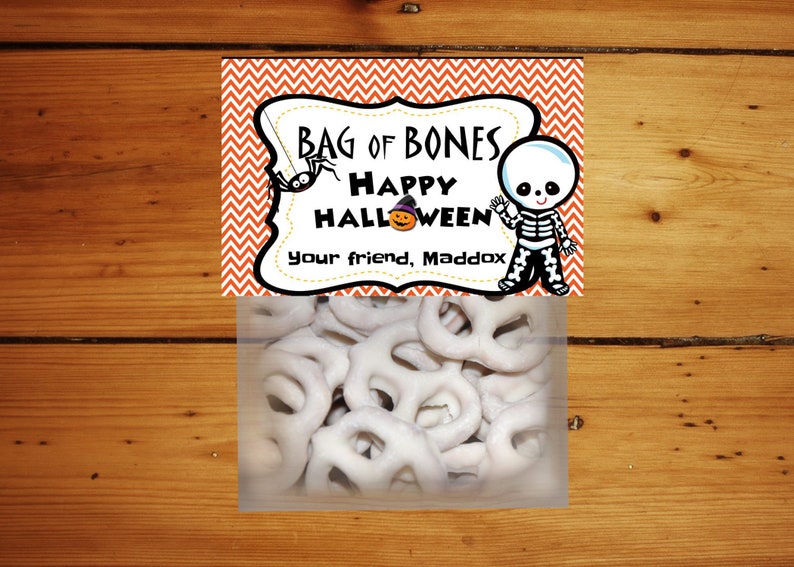 Halloween Treat Topper, Halloween School Snack Bag, Bag of Bones ...