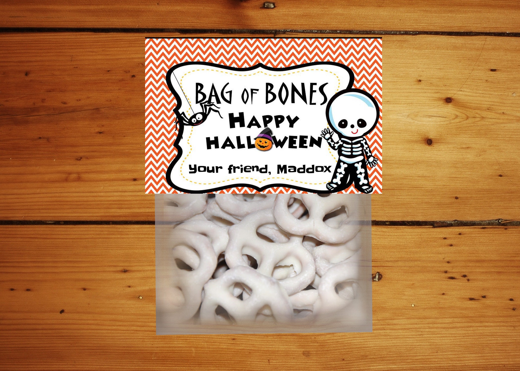 Halloween Treat Topper, Halloween School Snack Bag, Bag of Bones ...