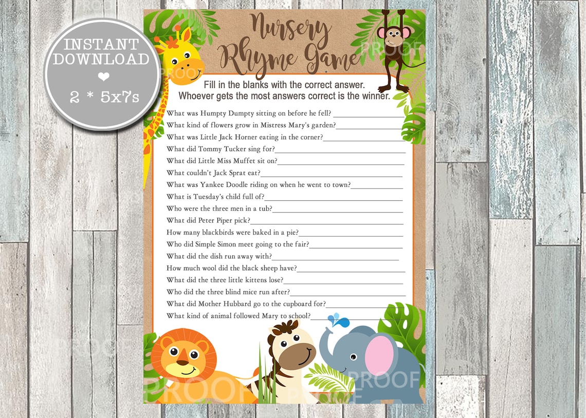 Safari Animals Nursery Rhyme Game, Jungle Baby Animal Nursery Game ...