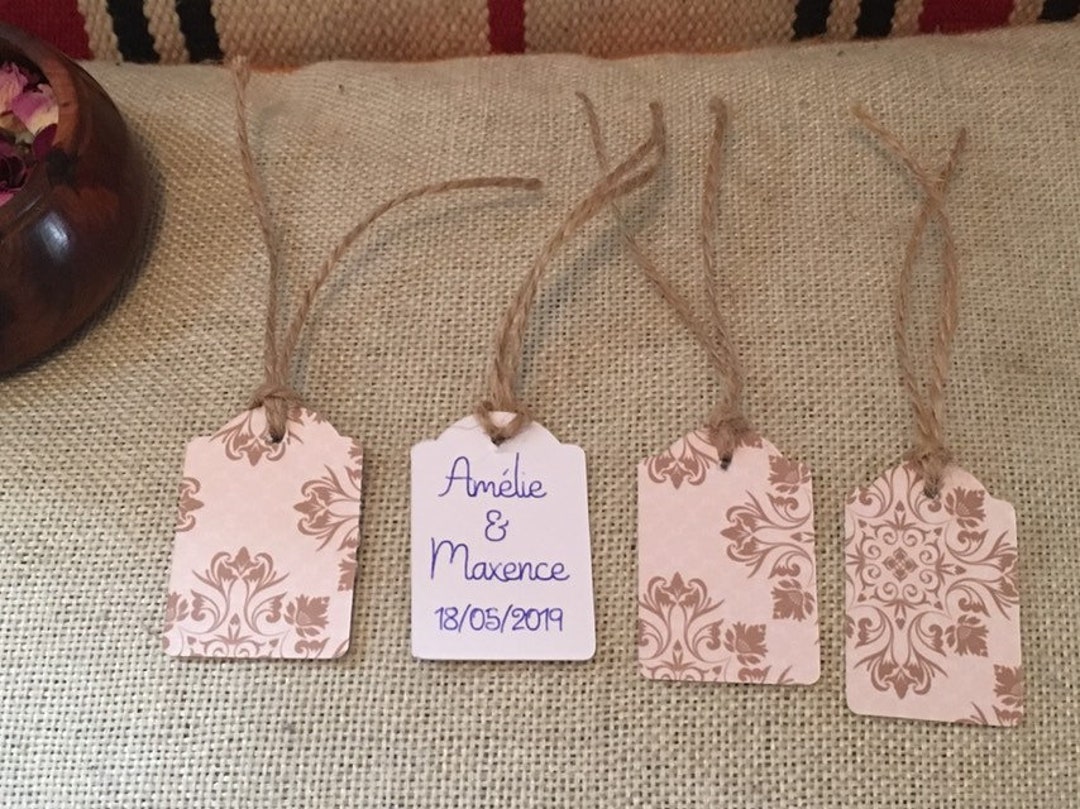 8 Vintage Chic Country Wedding Labels Drawstring Jute Customizable - Etsy