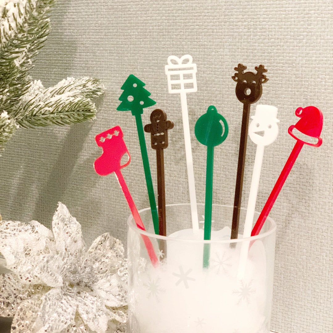 Christmas Acrylic Stir Stick Set: Holiday Drink Swizzle Sticks - Etsy