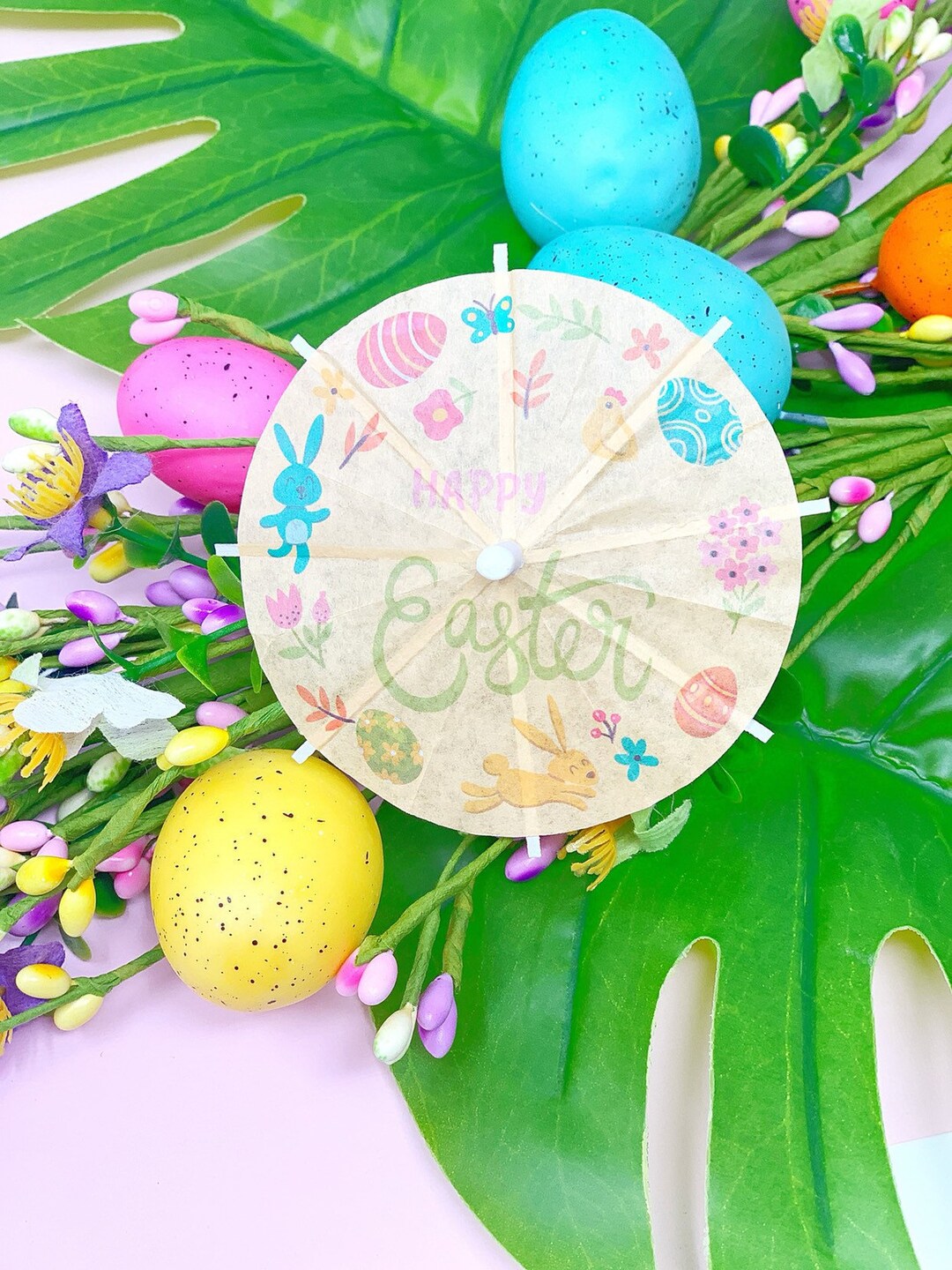 Happy Easter Cocktail Umbrella | 20 Pieces | Tiki Drink Umbrella ...