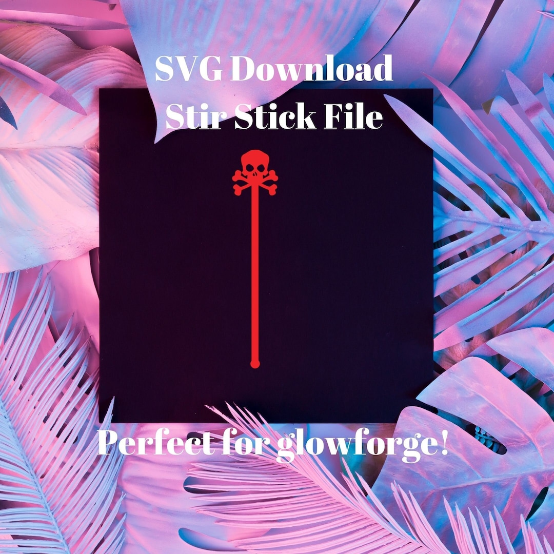 Pirate Skull Stir Stick SVG File: Glowforge Laser Cut Design (digital ...