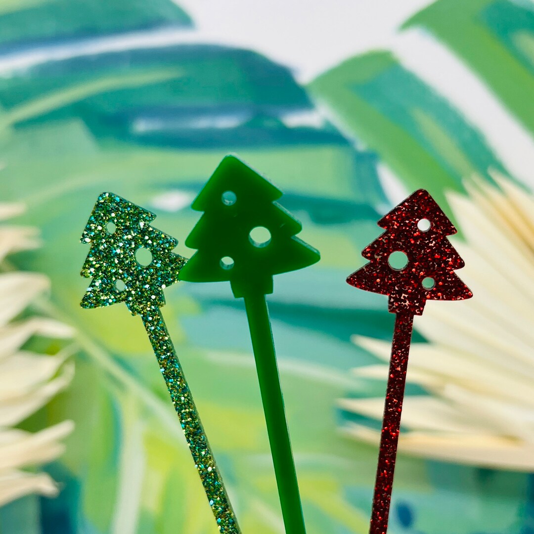 Christmas Tree Stir Stick Set of 4. Holiday Party, Swizzle, Drink ...