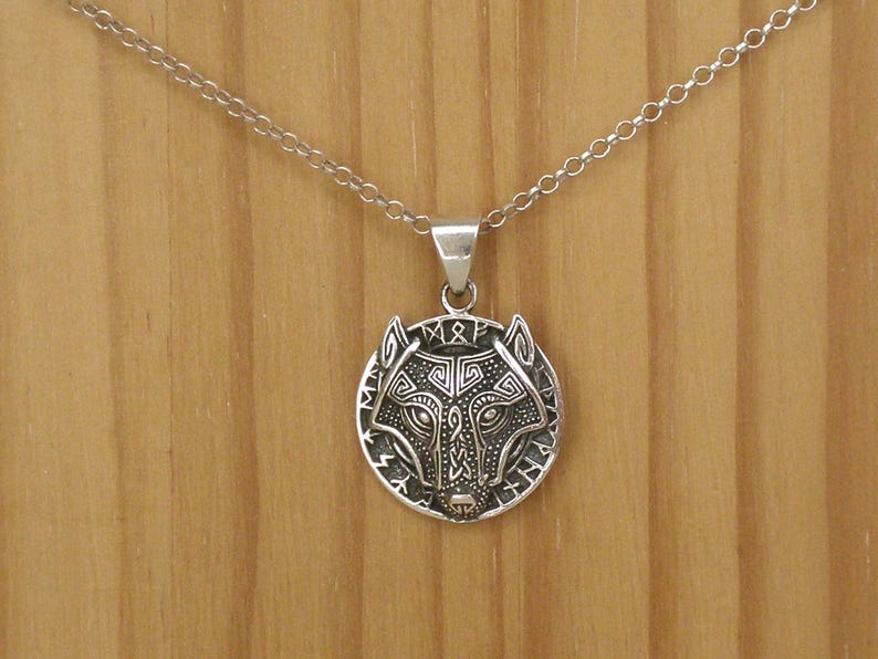 Sterling Silver Wolf Pendant, Sterling Silver Pendant, Wolf Runes ...