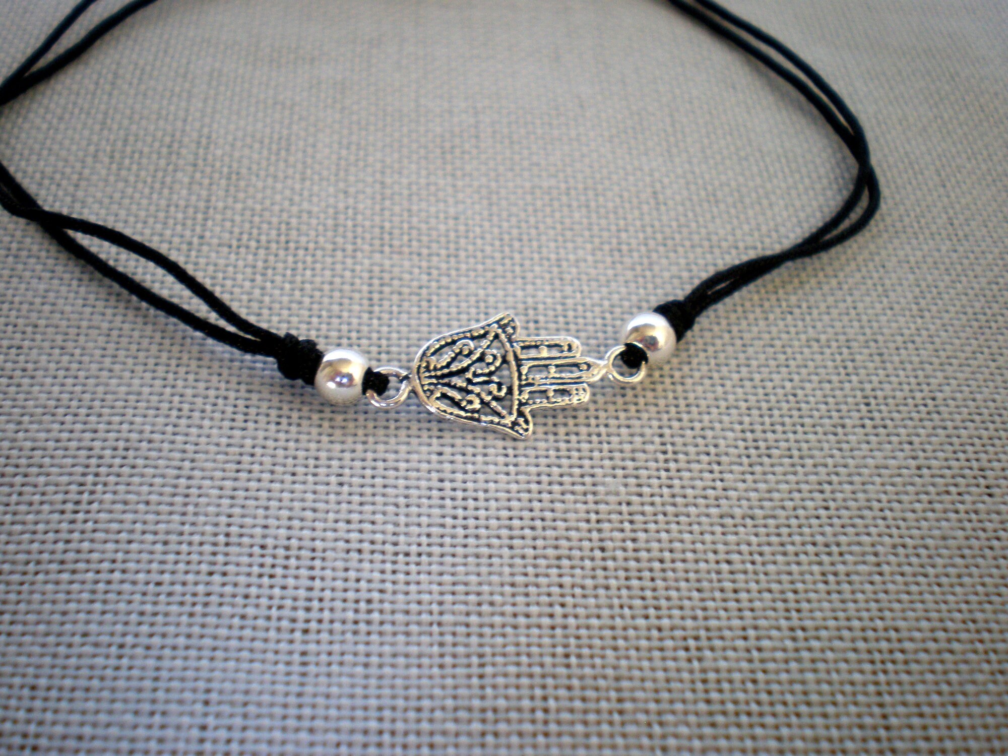 Hamsa Hand Silver Bracelet Adjustable Bracelet Sterling - Etsy