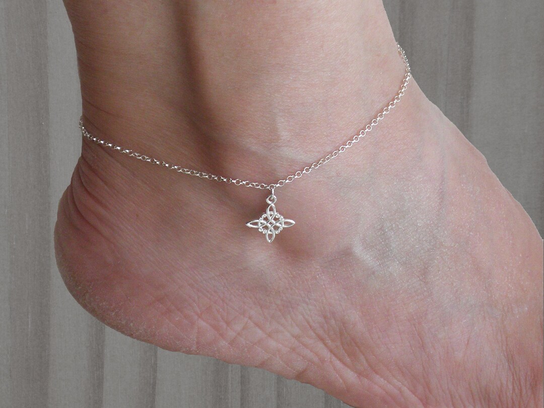 Sterling Silver Witch Knot Anklet, Sterling Silver Anklet Bracelet ...