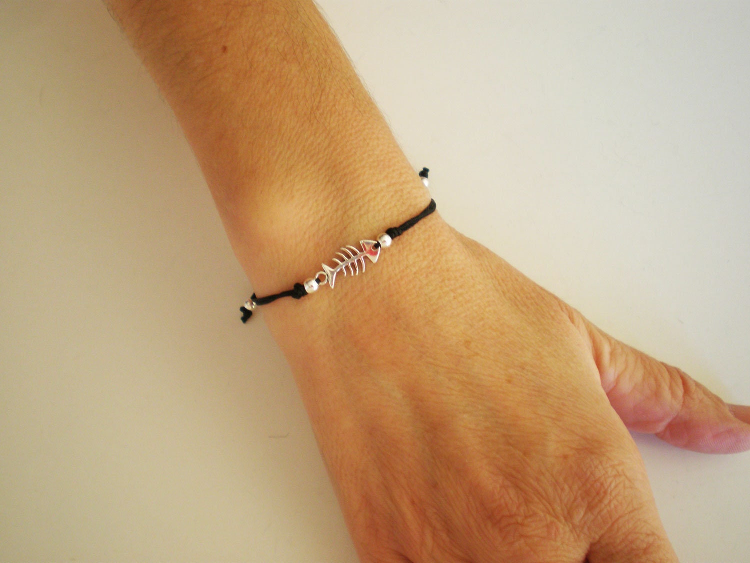 Fish bone sterling silver bracelet Adjustable bracelet | Etsy