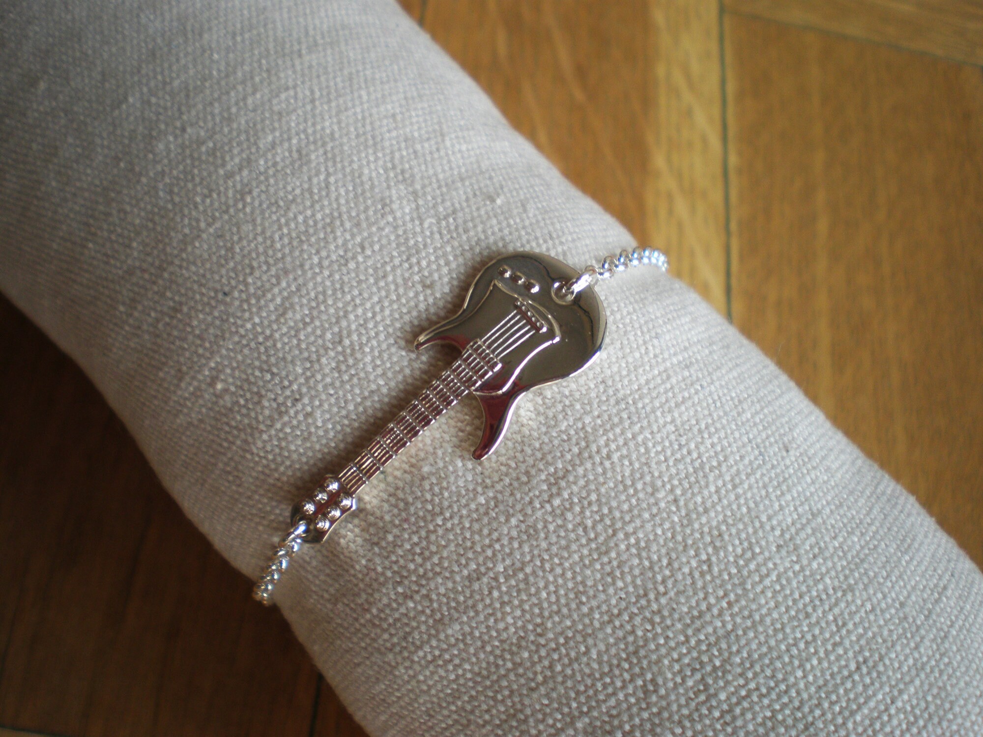 Silver guitar bracelet Sterling Silver bracelet Adjustable | Etsy