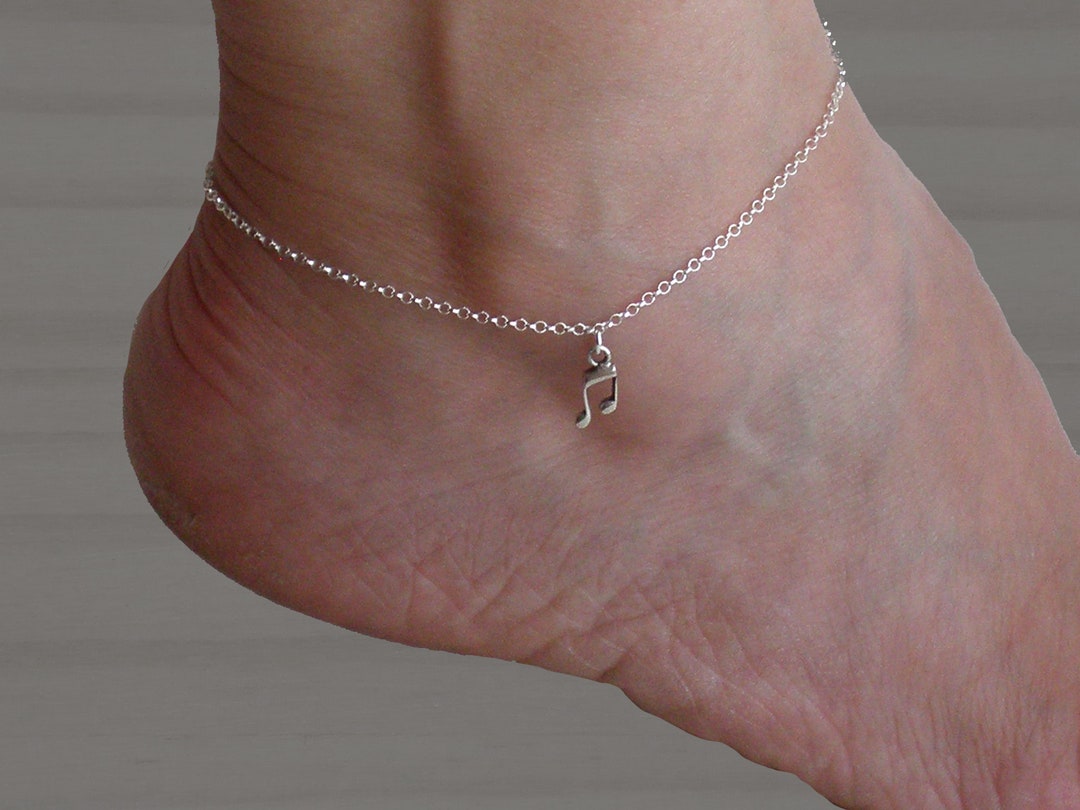Silver Musical Note Anklet, Beach Jewelry, Sterling Silver Anklet ...