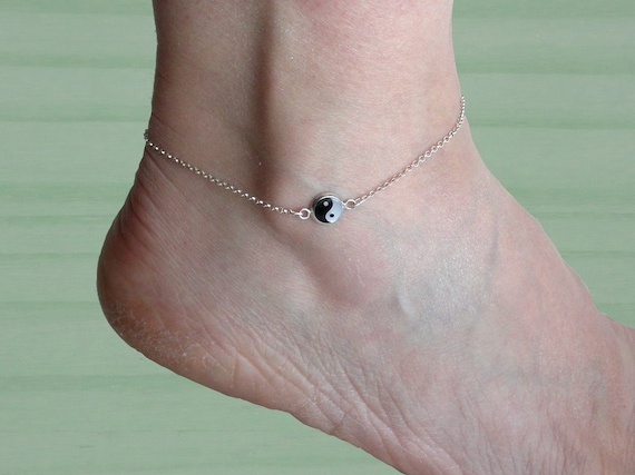 Sterling Silver Yin Yang Anklet Beach Jewelry Yin Yang Anklet Sterling Silver Anklet Bracelet Etsy