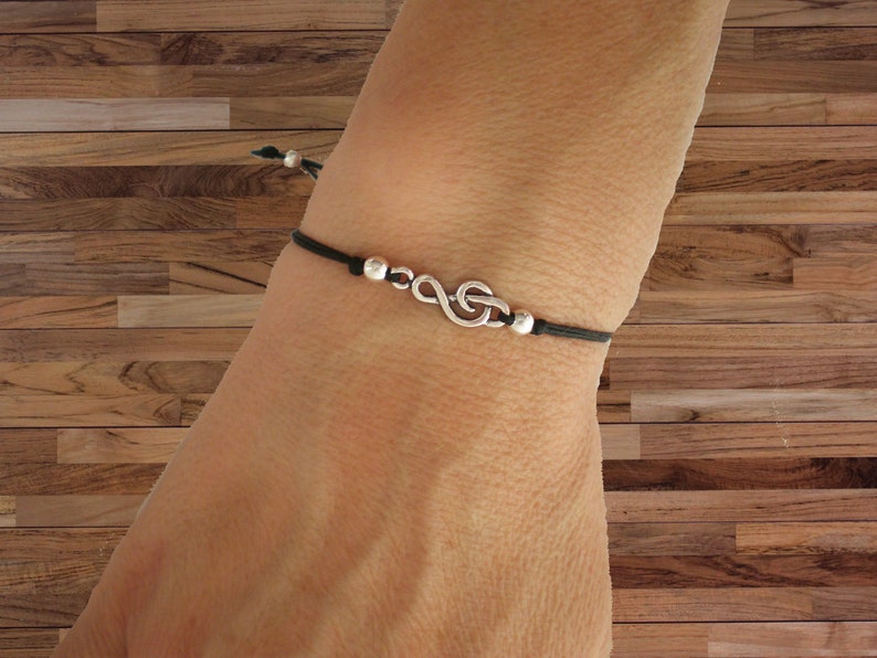 Musical Note Bracelet Adjustable Bracelet Sterling Silver - Etsy