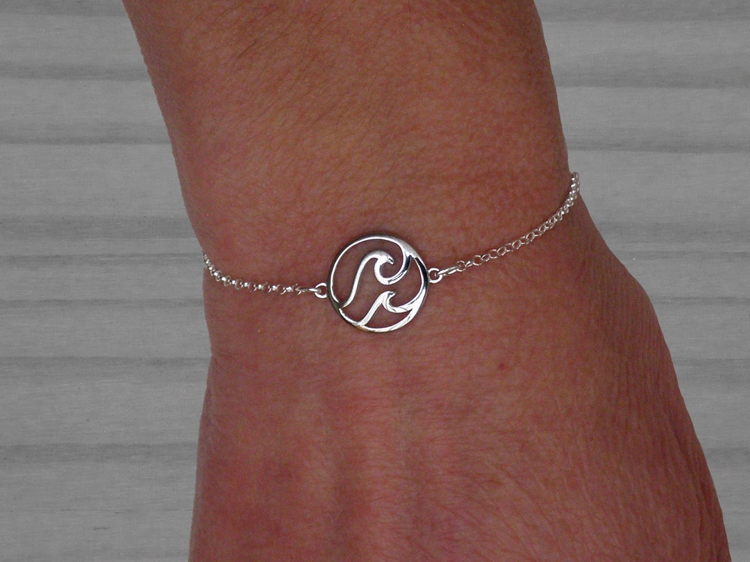Sterling Silver Ocean Wave Bracelet, Silver Bracelet, Ocean Wave ...