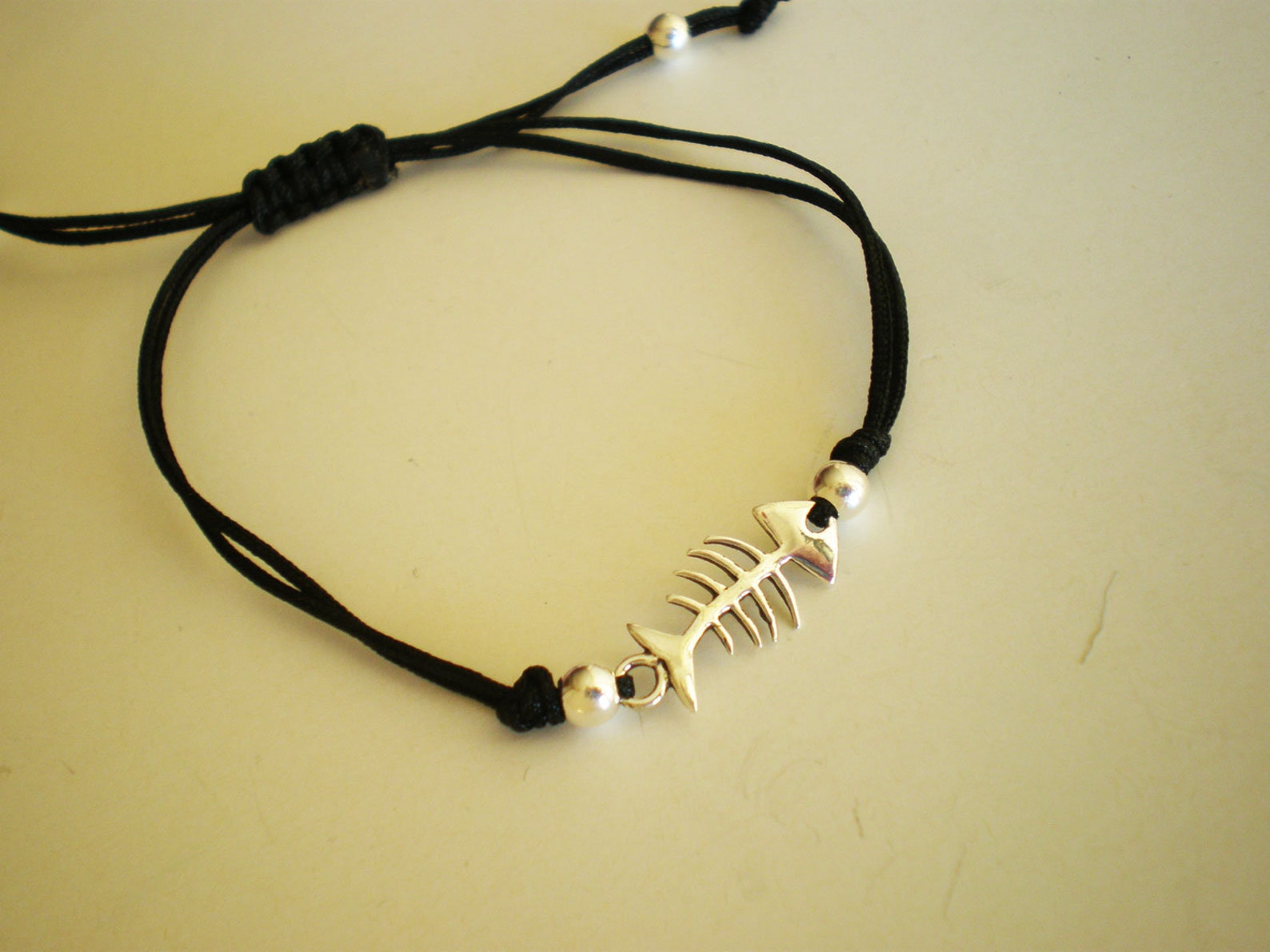 Fish Bone Sterling Silver Bracelet Adjustable Bracelet - Etsy