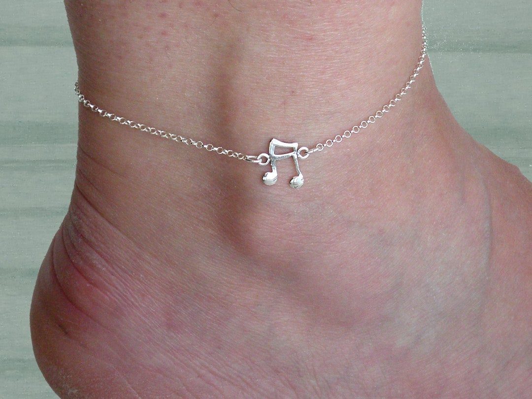Silver Musical Note Anklet, Beach Jewelry, Sterling Silver Anklet ...