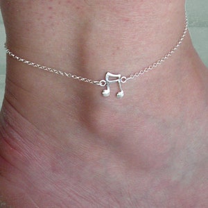Silver Musical Note Anklet, Beach Jewelry, Sterling Silver Anklet ...
