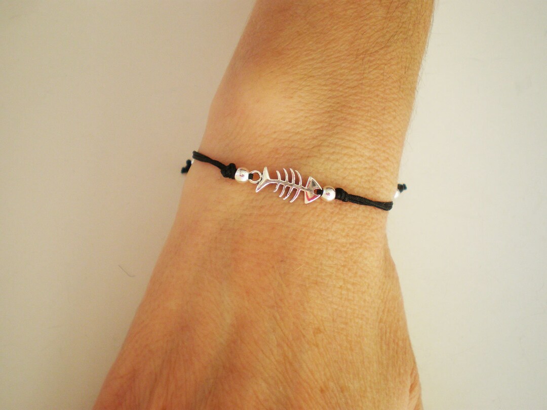 Fish Bone Sterling Silver Bracelet, Adjustable Bracelet, Sterling ...