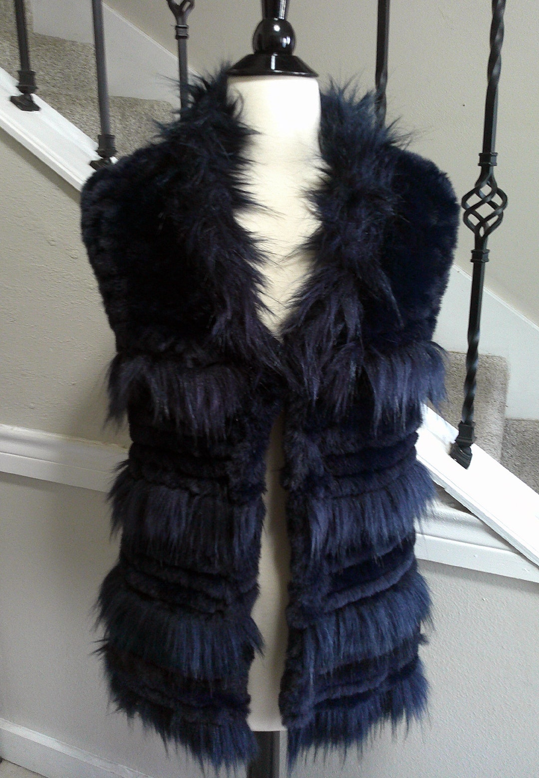 Vintage Midnight Blue Faux Fur Vest, Medium - Etsy