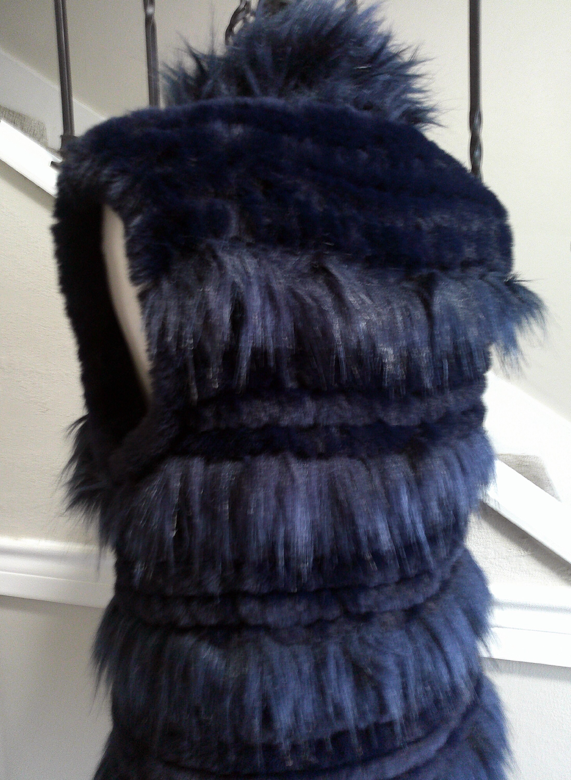 Vintage Midnight Blue Faux Fur Vest, Medium - Etsy