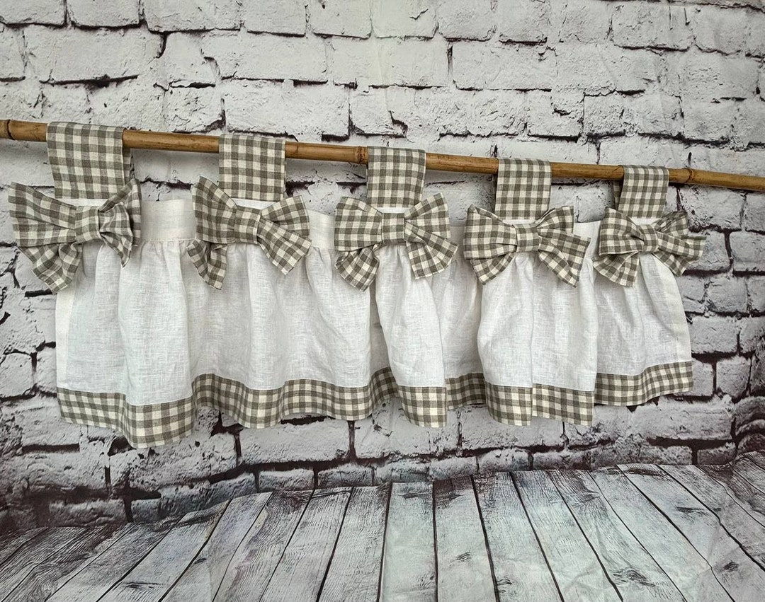 Linen Kitchen Curtain Valance: Ruffled Cottagecore Window Decor - Etsy
