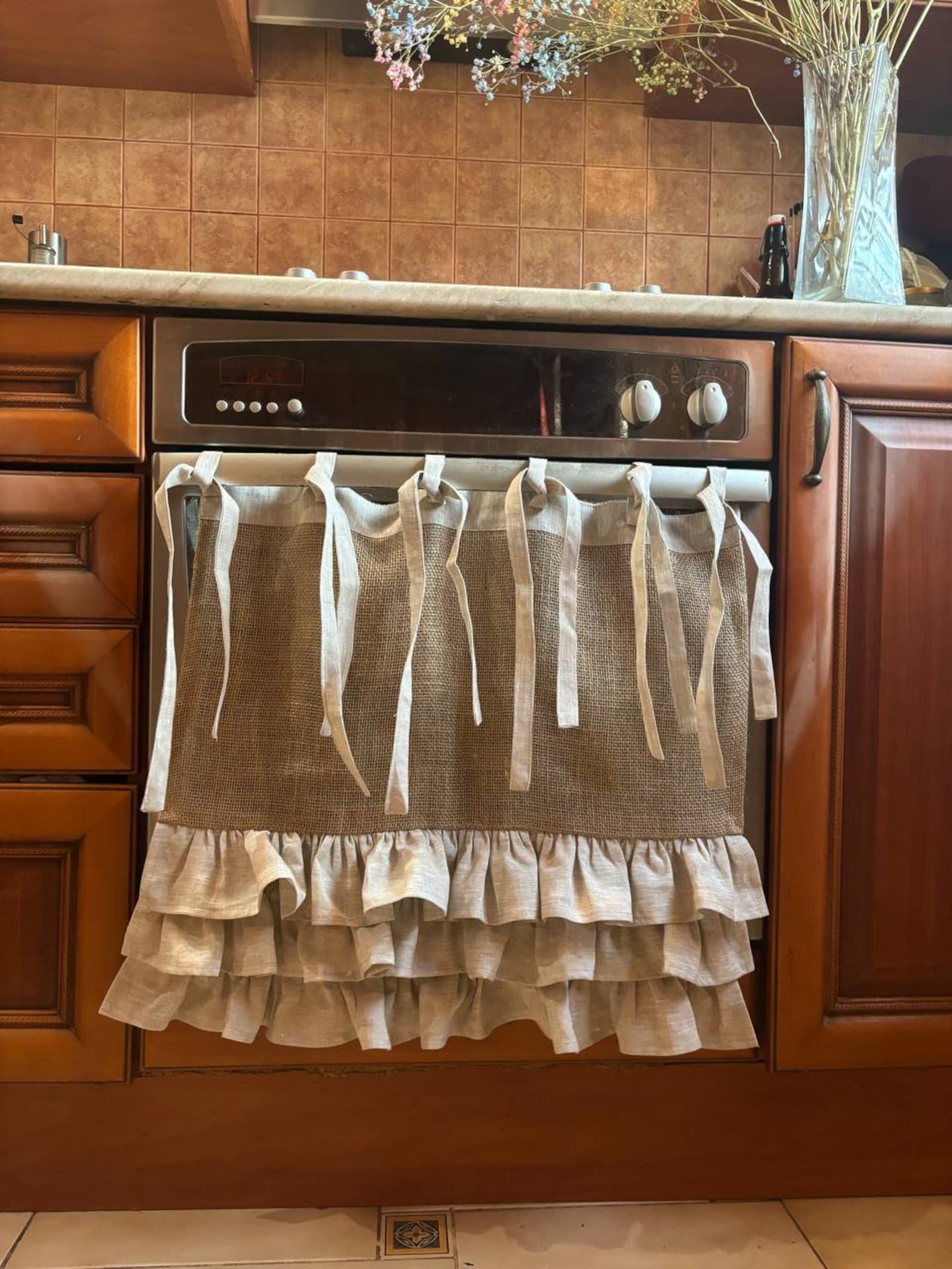 Burlap Curtain With Frill – Closet, Kitchen, Home Appliance, or Washing ...