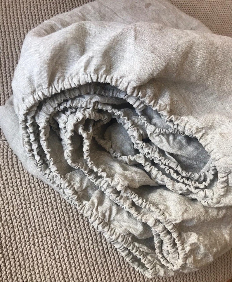 Linen Fitted Sheet Melange Custom Linen Bedding Set Not - Etsy