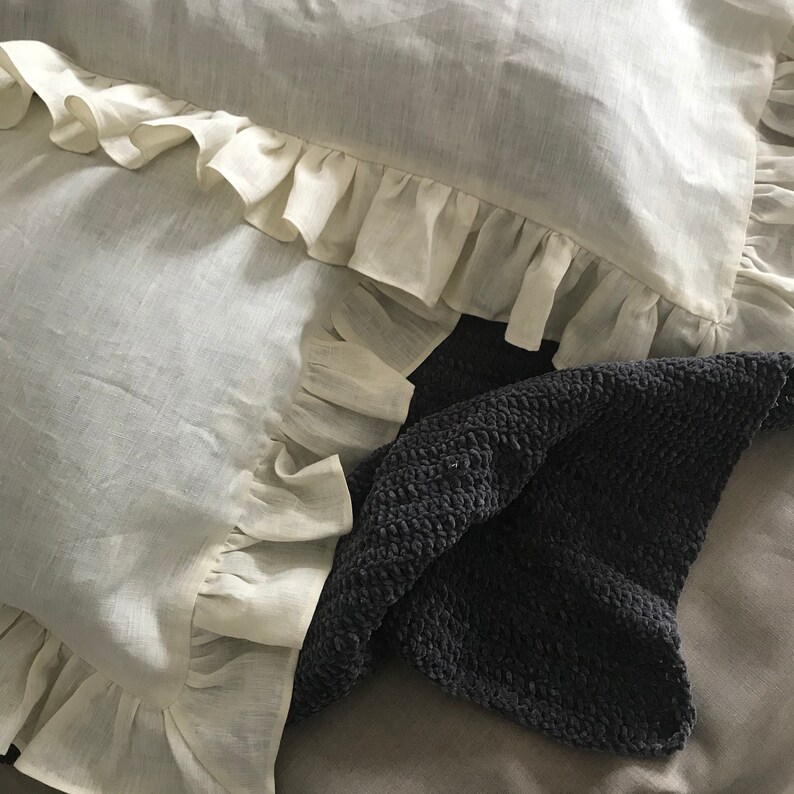 Ruffled pillowcase with buttons white pillow cover ruffled | Etsy