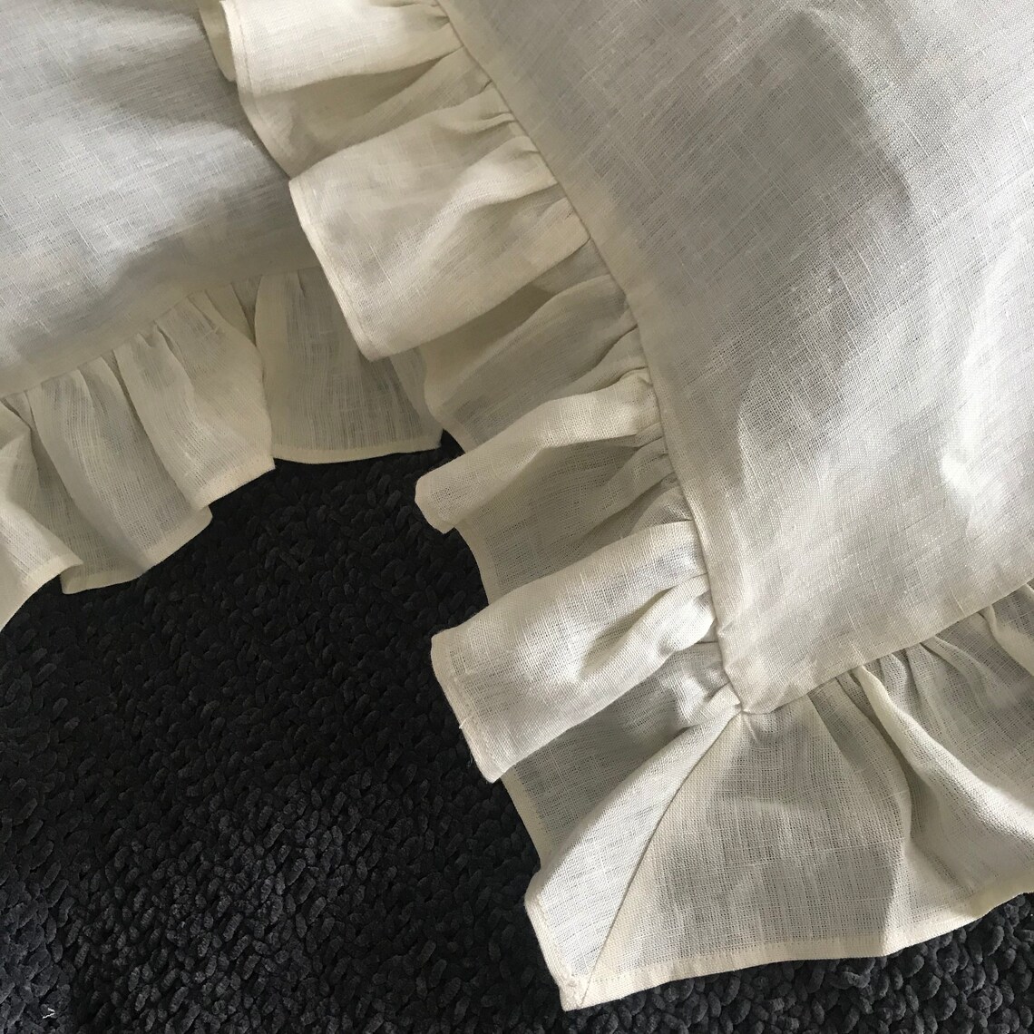 Ruffled Pillowcase With Buttons White Pillow Cover Ruffled - Etsy