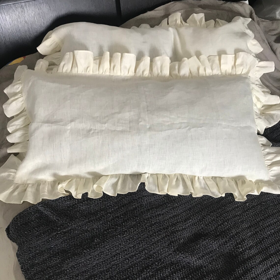 Ruffled Pillowcase With Buttons White Pillow Cover Ruffled - Etsy