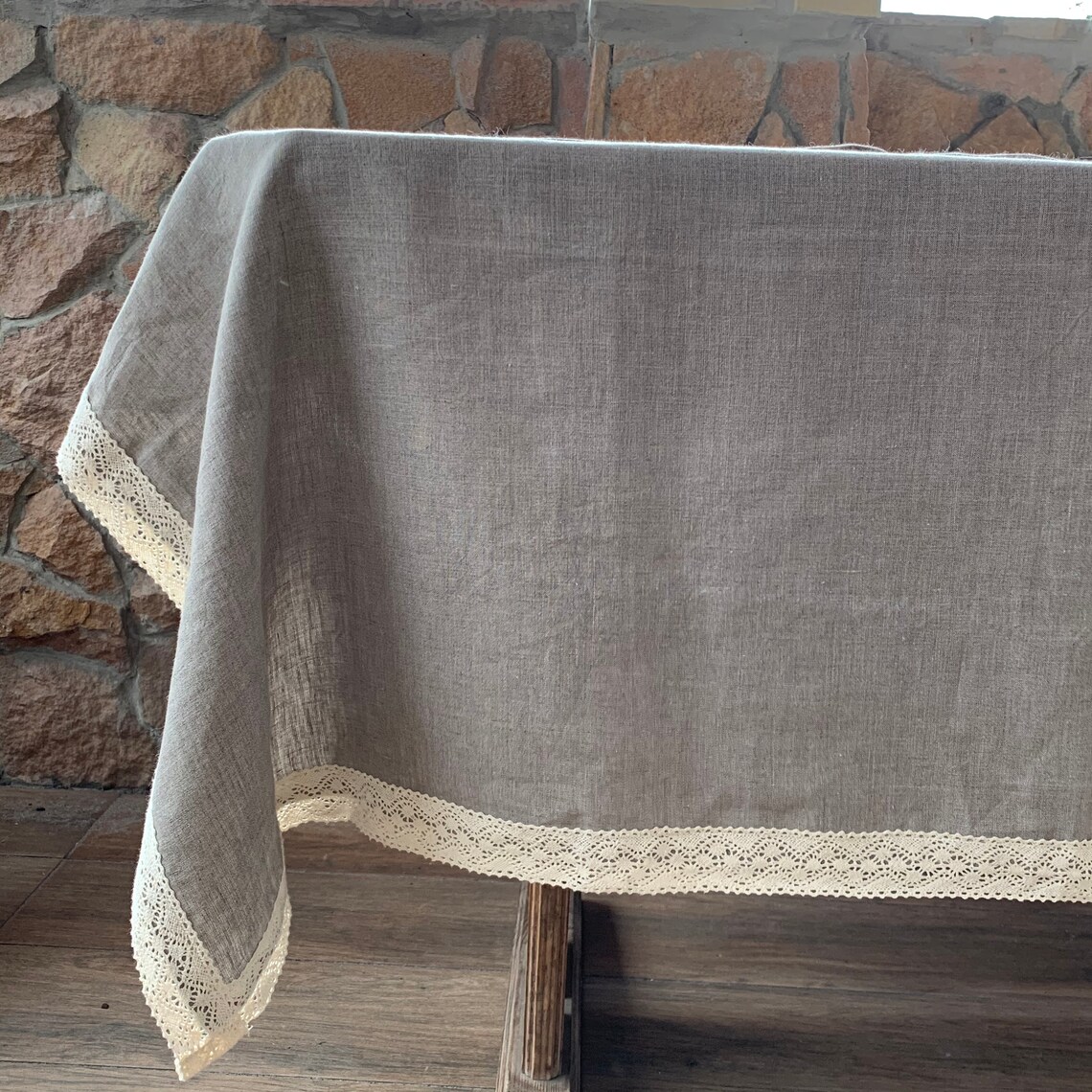 Linen Tablecloth – Elegant Farmhouse Table Cover, Custom Size - Etsy