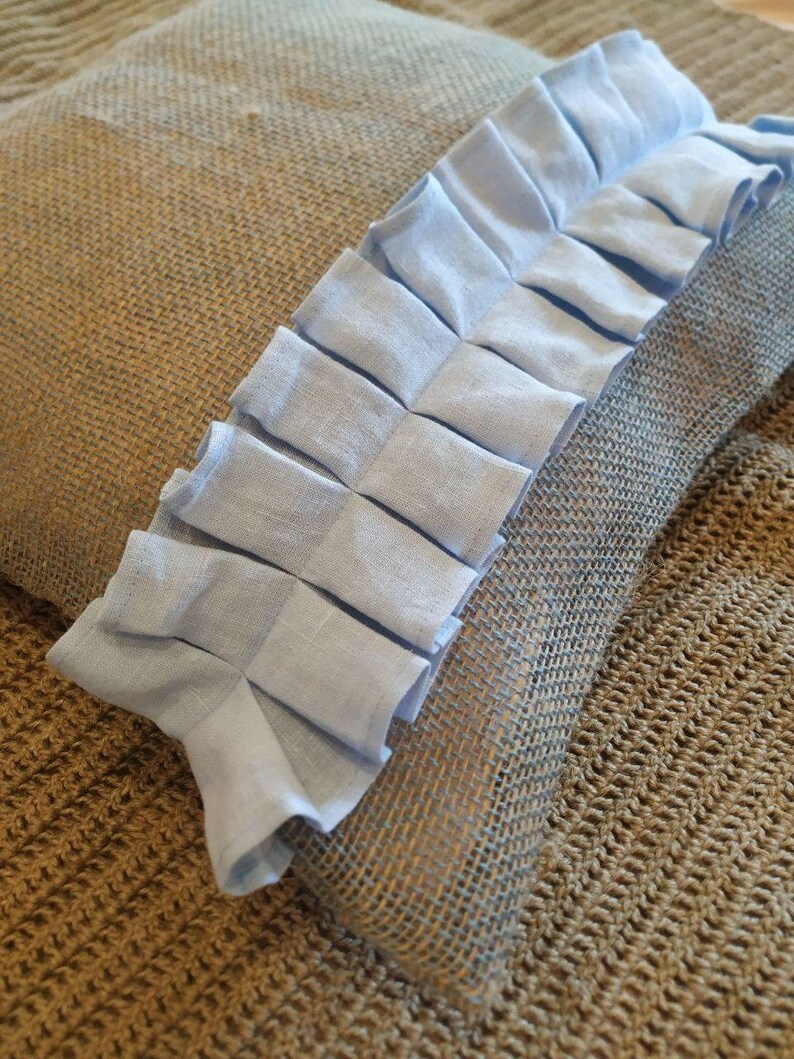 Burlap Pillow Covers with Ruffles Rustic Home Decor Farmhouse | Etsy
