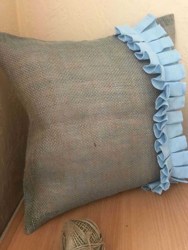 Burlap Pillow Covers with Ruffles Rustic Home Decor Farmhouse | Etsy