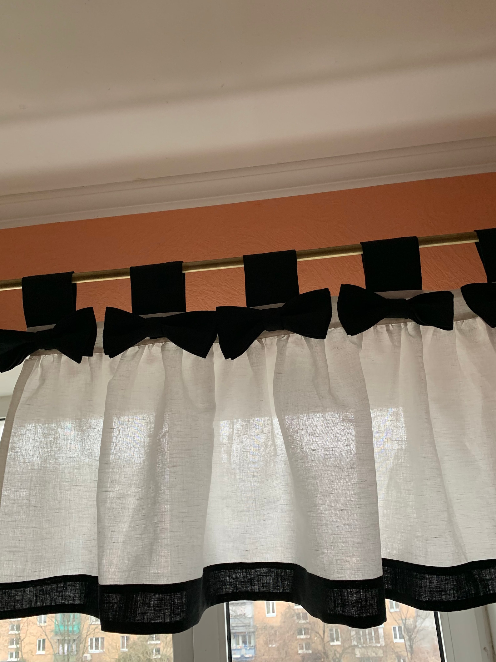 Linen Curtains Cottage Kitchen Ruffle Valance Simple Rustic - Etsy
