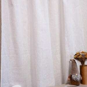 White Linen Curtain Translucent Window Curtain Linen Curtain Tie Top ...