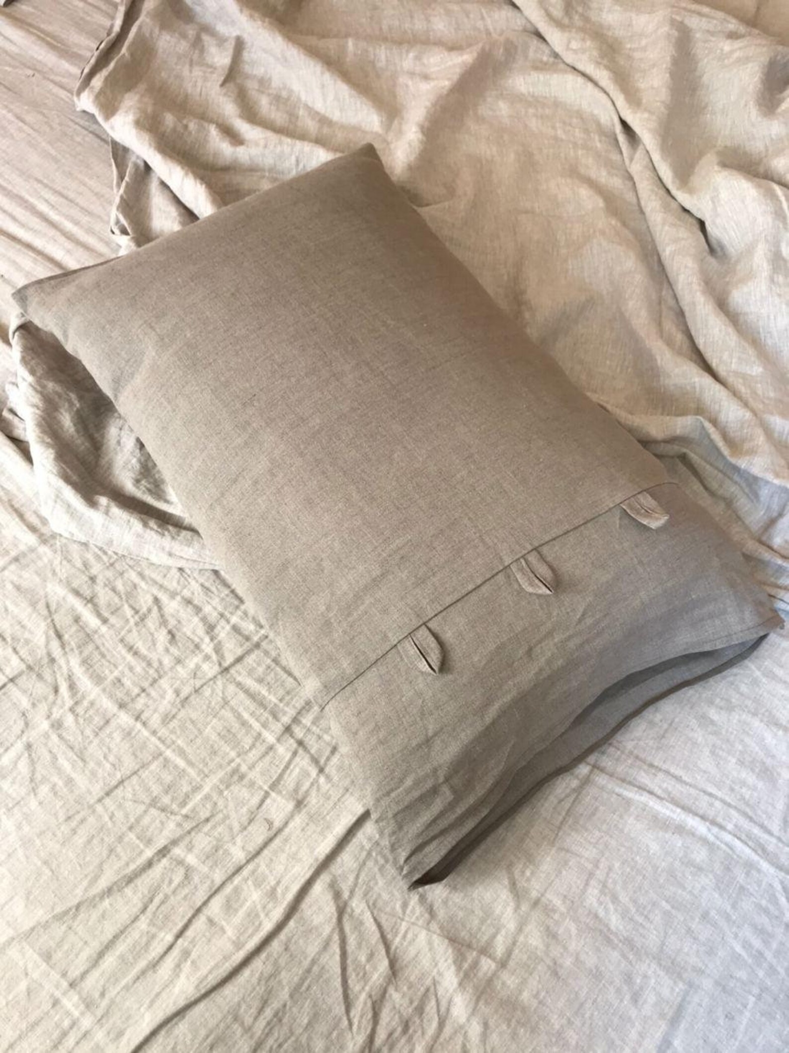 LINEN PILLOWCASE. Linen gray pillowcase with buttons. Pure | Etsy