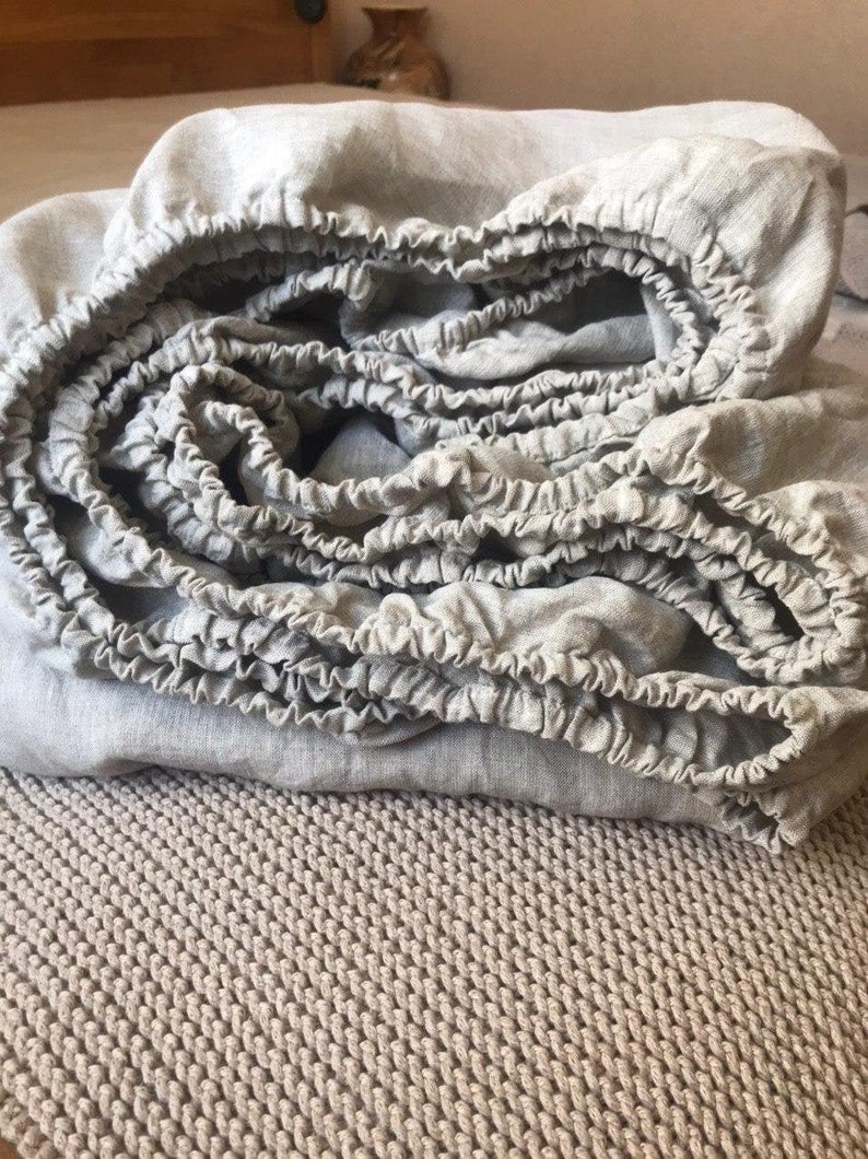 Linen Fitted Sheet Melange Custom Linen Bedding Set Not - Etsy