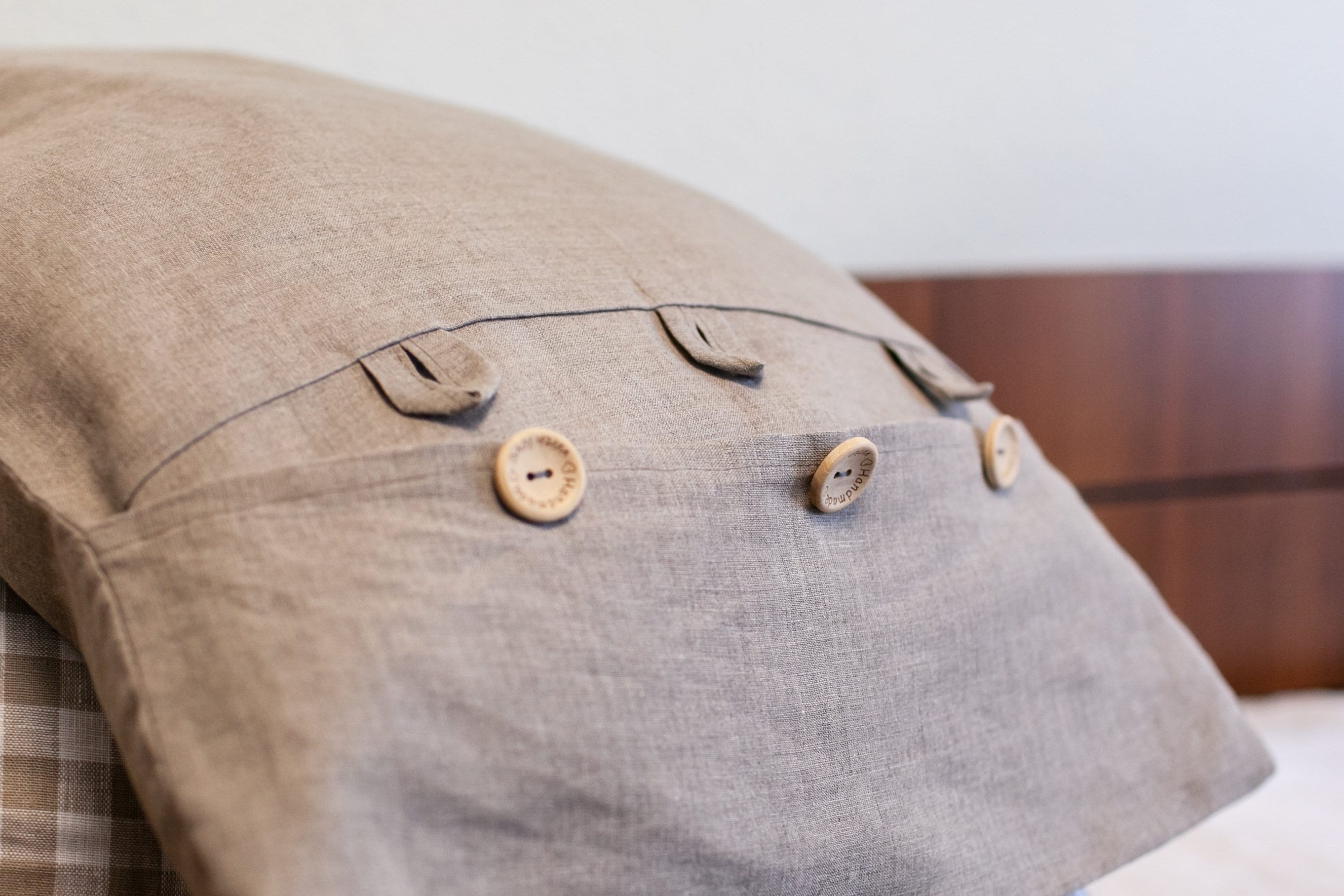 LINEN PILLOWCASE. Linen Gray Pillowcase With Buttons. Pure - Etsy