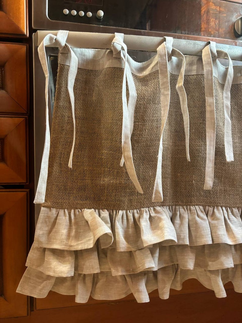 Burlap Curtain With Frill – Closet, Kitchen, Home Appliance, or Washing ...
