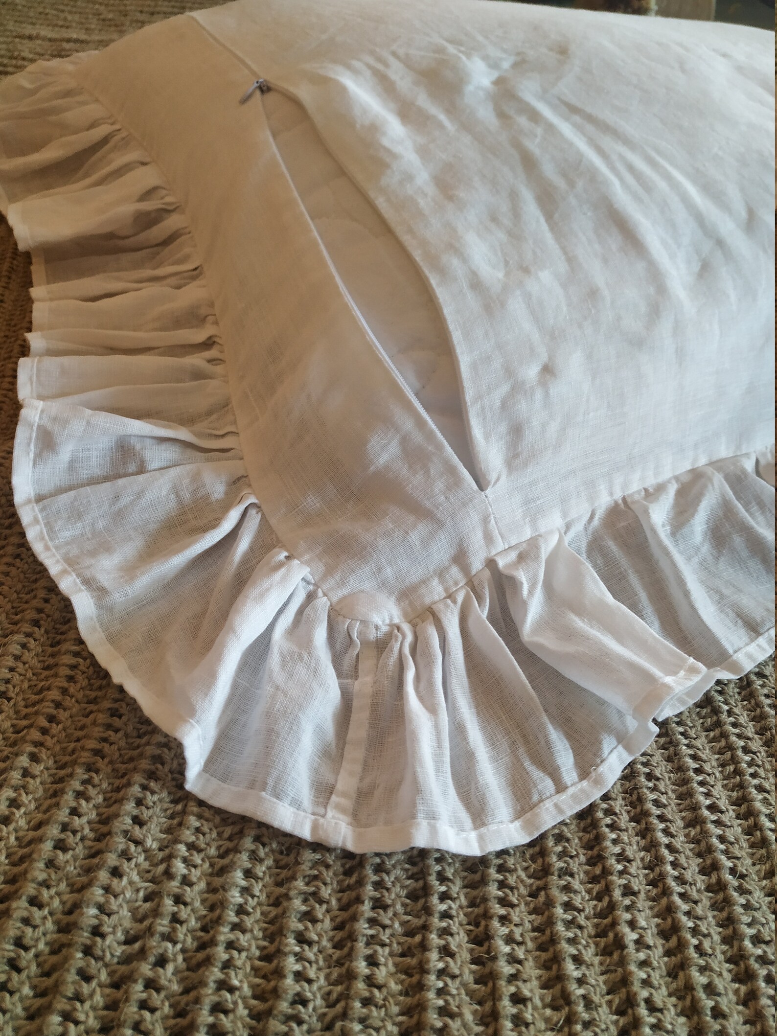 Linen Pillow Cover with Ruffles Set pillow WHITE Standard Case | Etsy