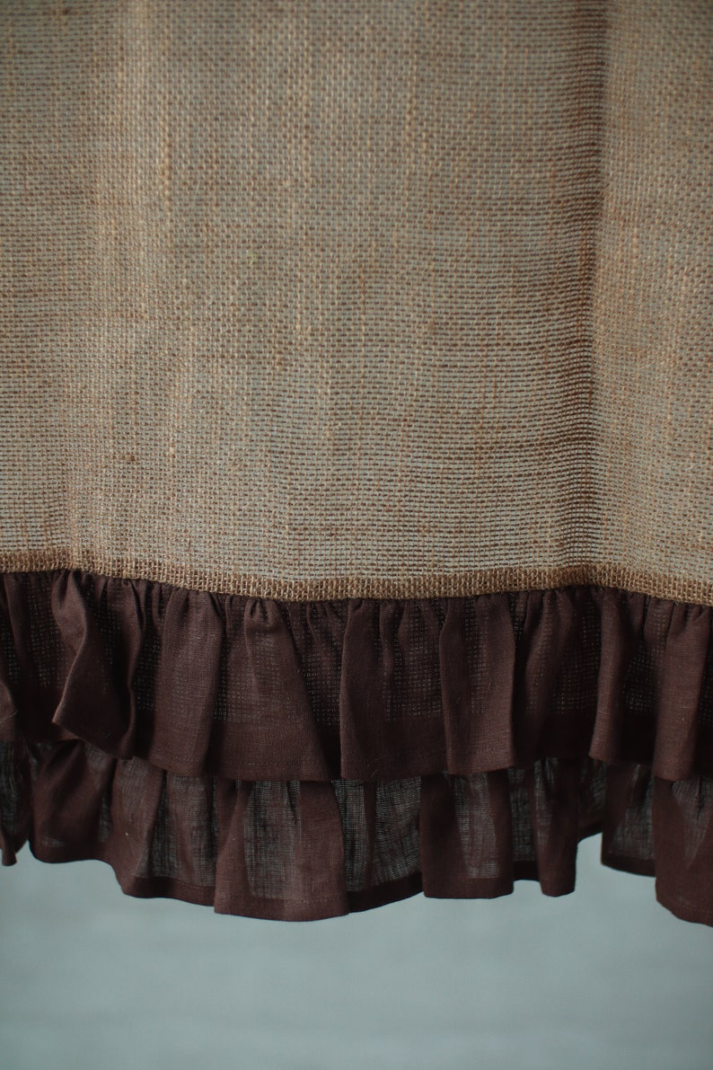Burlap Curtain With Linen Ruffles: Cottage Farmhouse Style - Etsy