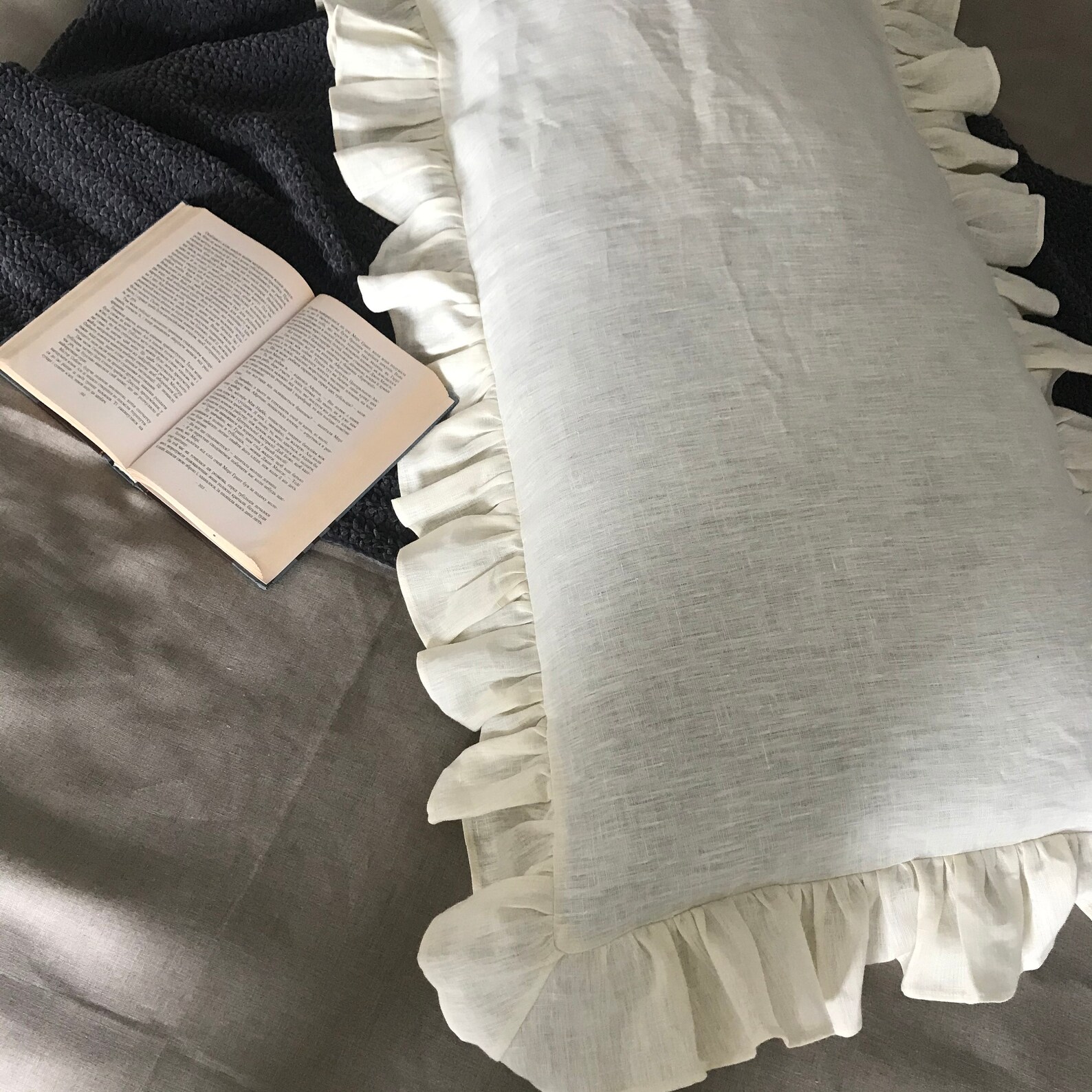 Ruffled Pillowcase With Buttons White Pillow Cover Ruffled - Etsy