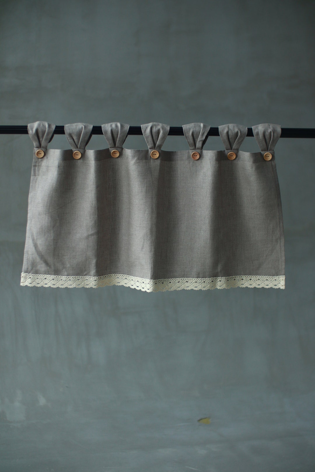 Linen Curtains Cottage Kitchen Ruffle Valance Simple Rustic French ...
