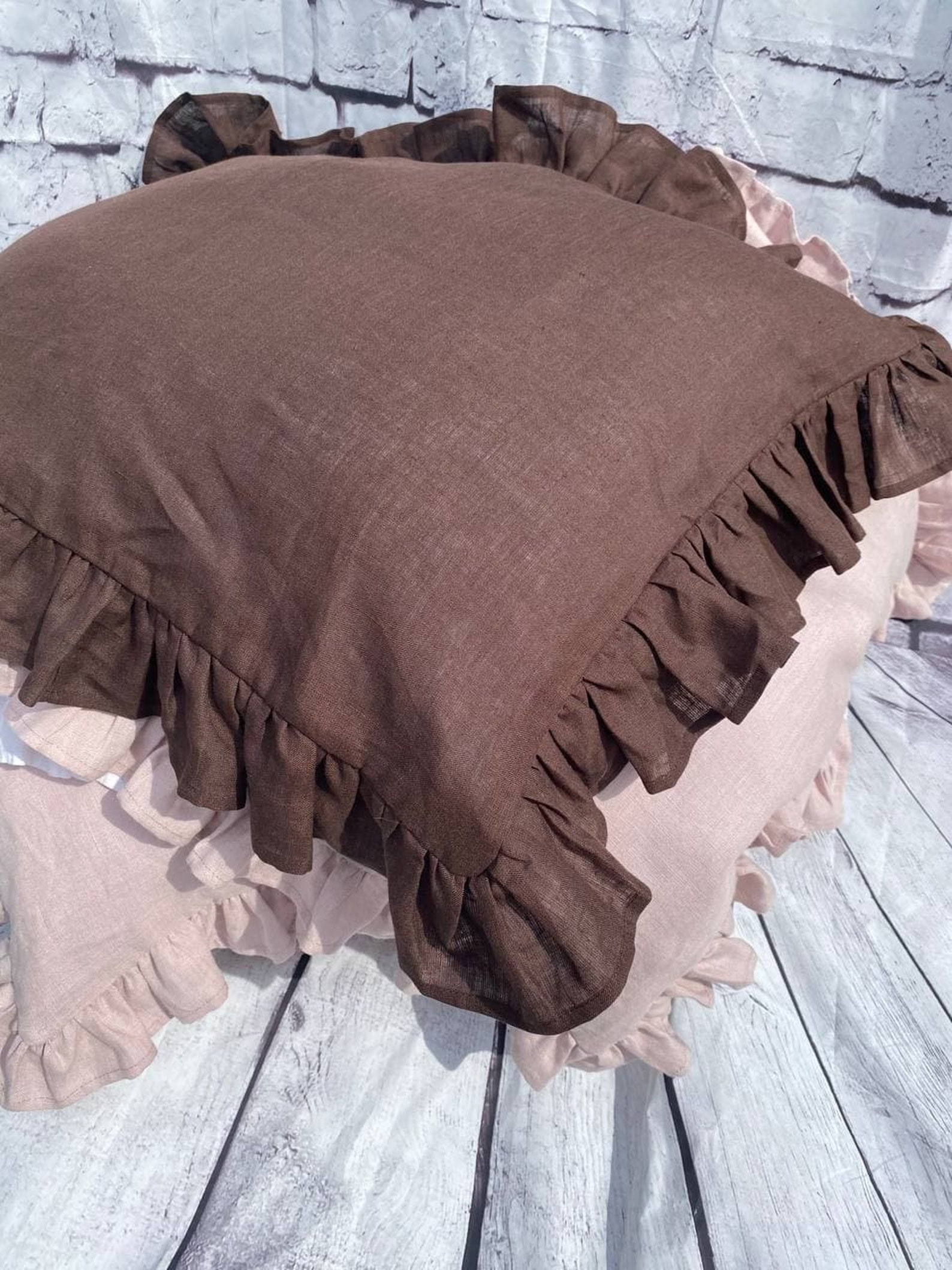 RUFFLED PILLOW SHAMS Luxury linen shabby chic pillows case | Etsy