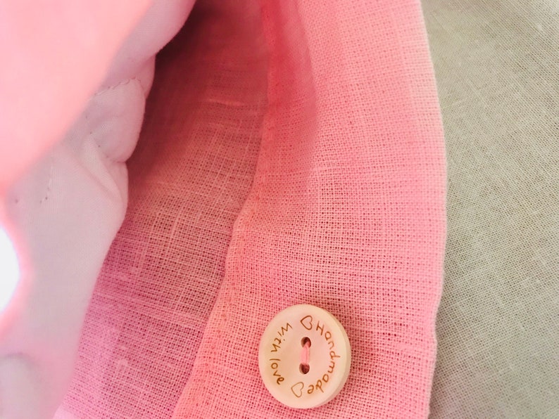 Natural Linen Pillowcase, Linen Wooden Button Pillowcases Pink Linen ...