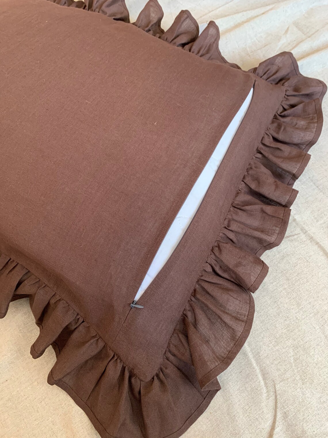 RUFFLED PILLOW SHAMS Luxury linen shabby chic pillows case | Etsy